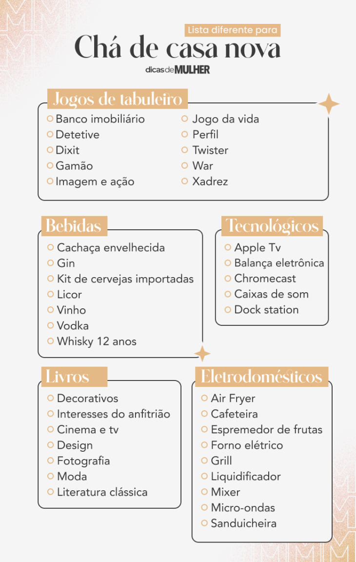 Lista de chá de casa nova: saiba o que pedir! Lista de chá de casa nova: saiba o que pedir!